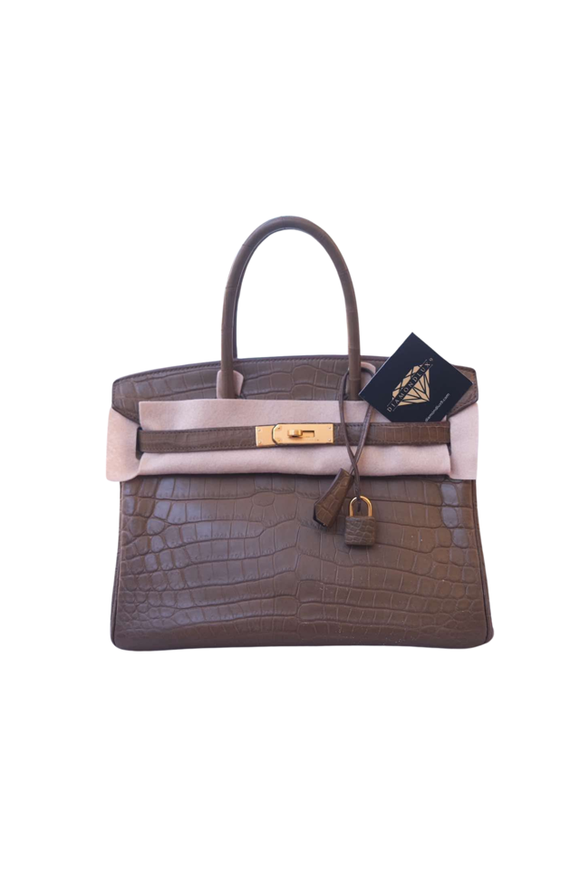 Birkin 30 Matte Croco Gris E Gold Hardware O – Diamondlux9 LLC
